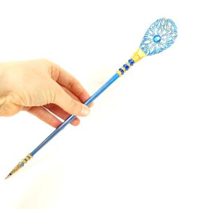 Dark Blue Gold Magic Wand 13 Inch Unique Magic Wand Warlock Wand Witch ...