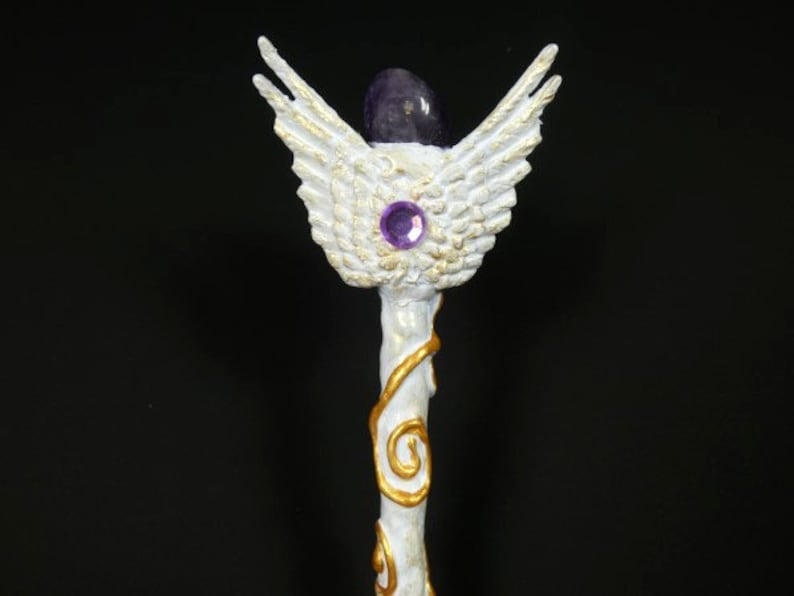 13 Inch Amethyst Crystal Angel Wand White Gold Magic Wand | Etsy