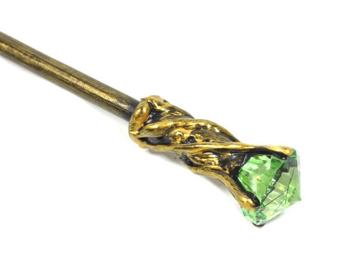 Malachite Magic Wand Black Gold Magic Wand Warlock Wand - Etsy
