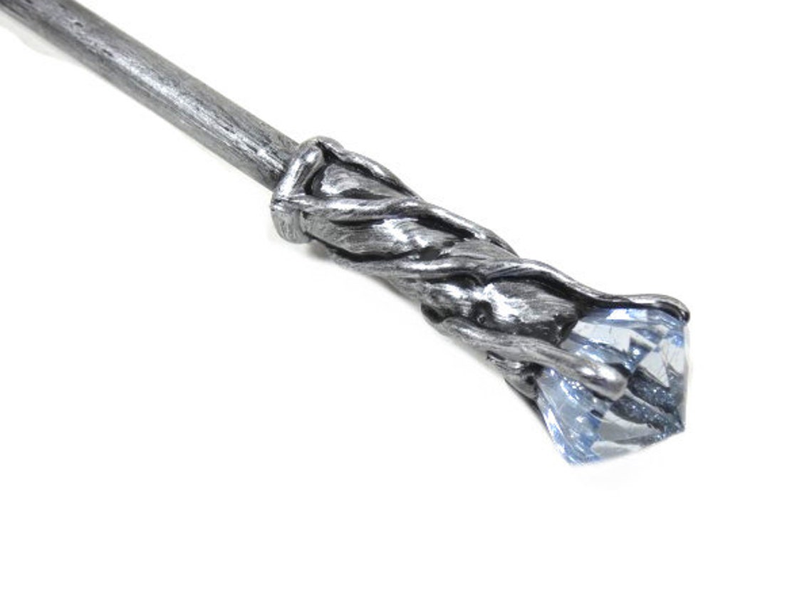 Blue Quartz Magic Wand Black Silver Magic Wand Warlock Wand - Etsy
