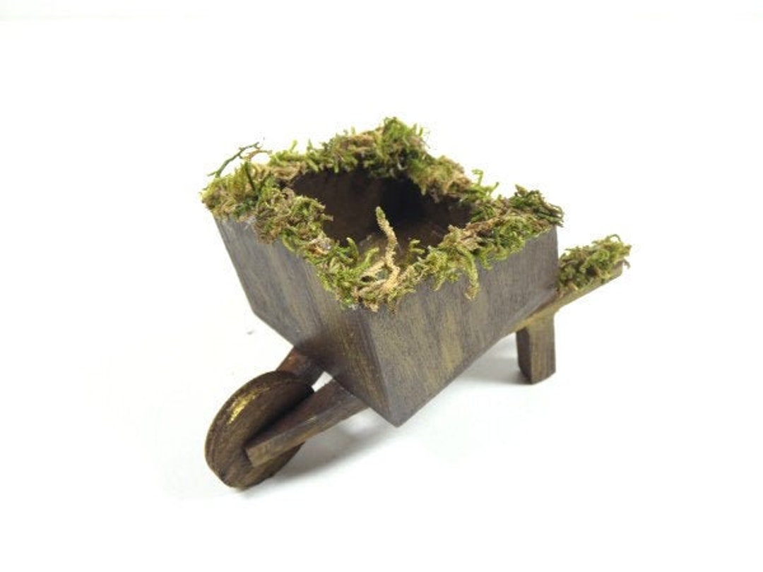 Miniature Wheelbarrow Moss Wheelbarrow Fairy Garden Furniture OOAK ...