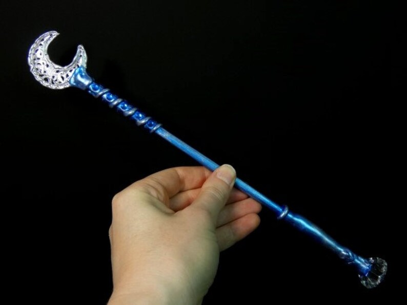 Moon Wand Dark Blue Silver Magic Wand 12.2 Inch Unique Magic | Etsy