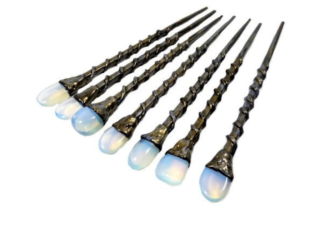 1 Moonstone Wand Opalite Magic Wand Black Gold Magic Wand Warlock Wand ...