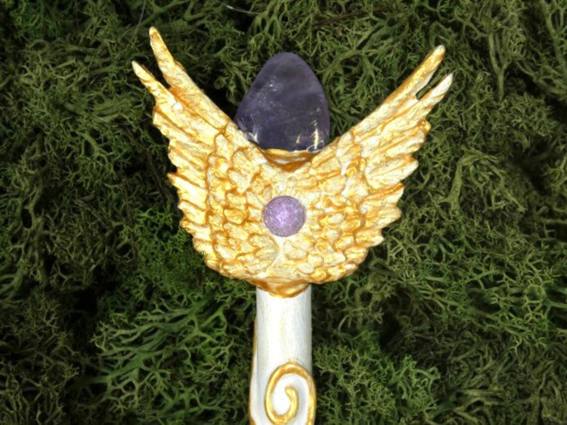13 Inch Amethyst Crystal Angel Wand White Gold Magic Wand - Etsy