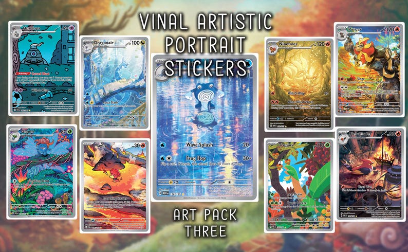 Art Portraits - Pokemon Vinyl Card Stickers - Etsy