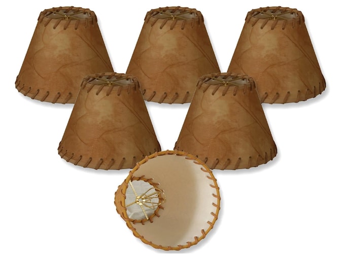 Small Vintage Square Rawhide Clip on Shade,vintage Lampshade, Laced ...