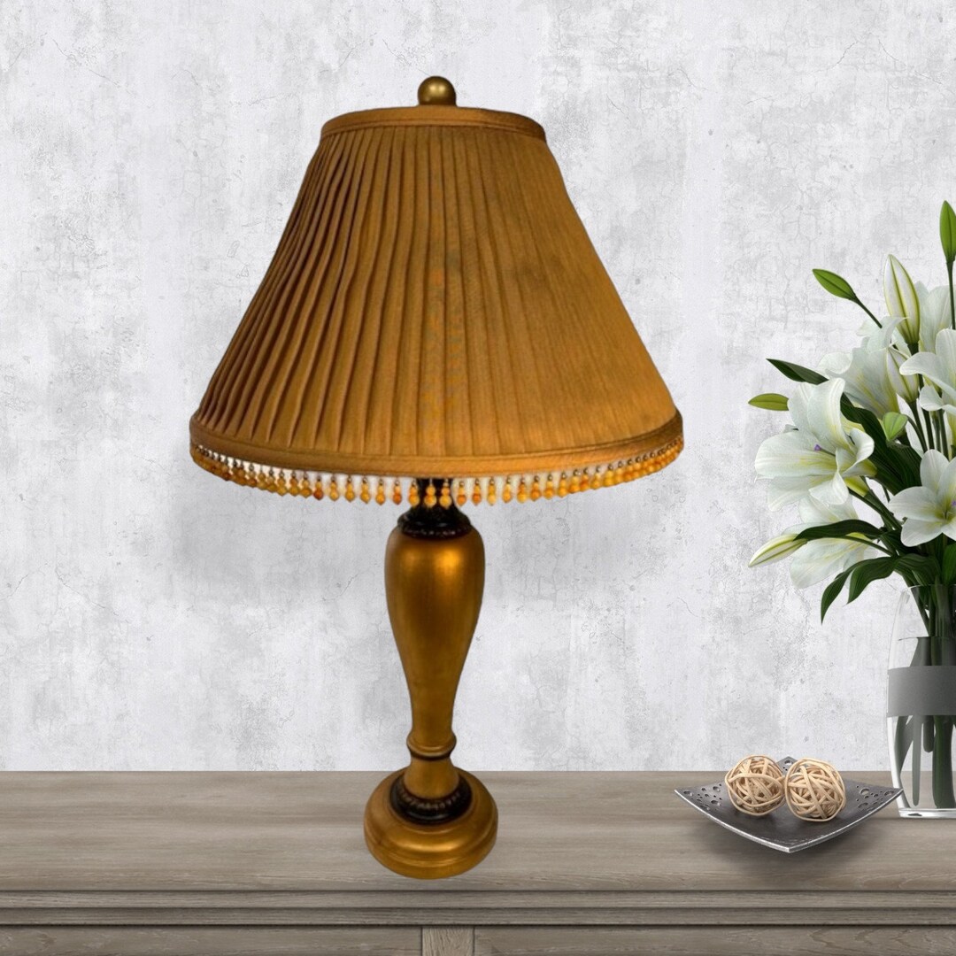 Royal Designs, Inc. 29" Brushed Gold Artisanal Lamp With Carved Accents ...