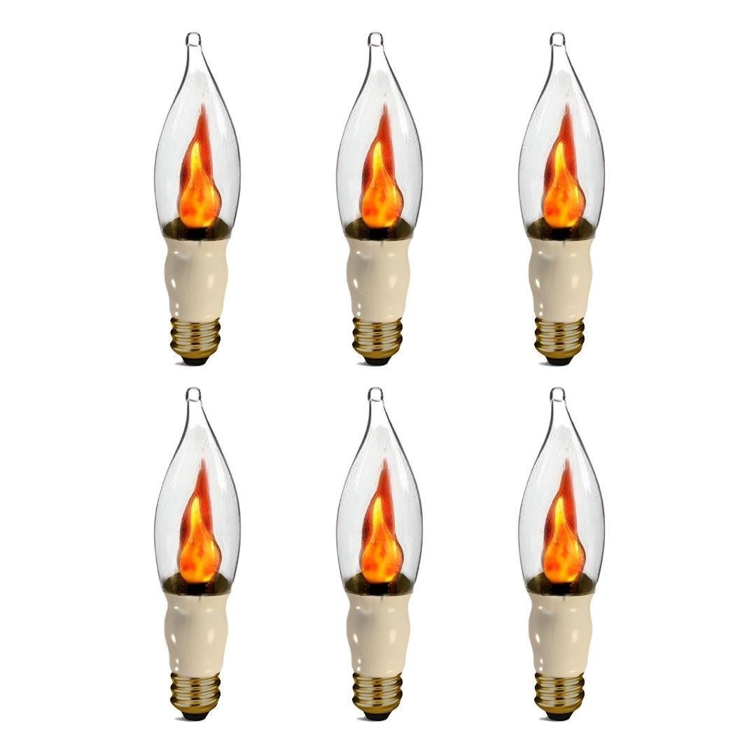 Royal Designs, Inc. Flicker Style LED Light Bulbs Set of 6 - E12 or E26 ...