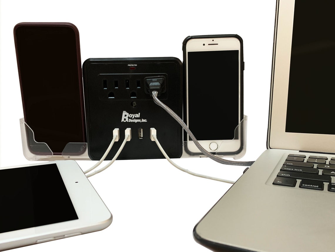 Royal Designs Inc. Black USB Wall Mount and Surge Protector - Etsy