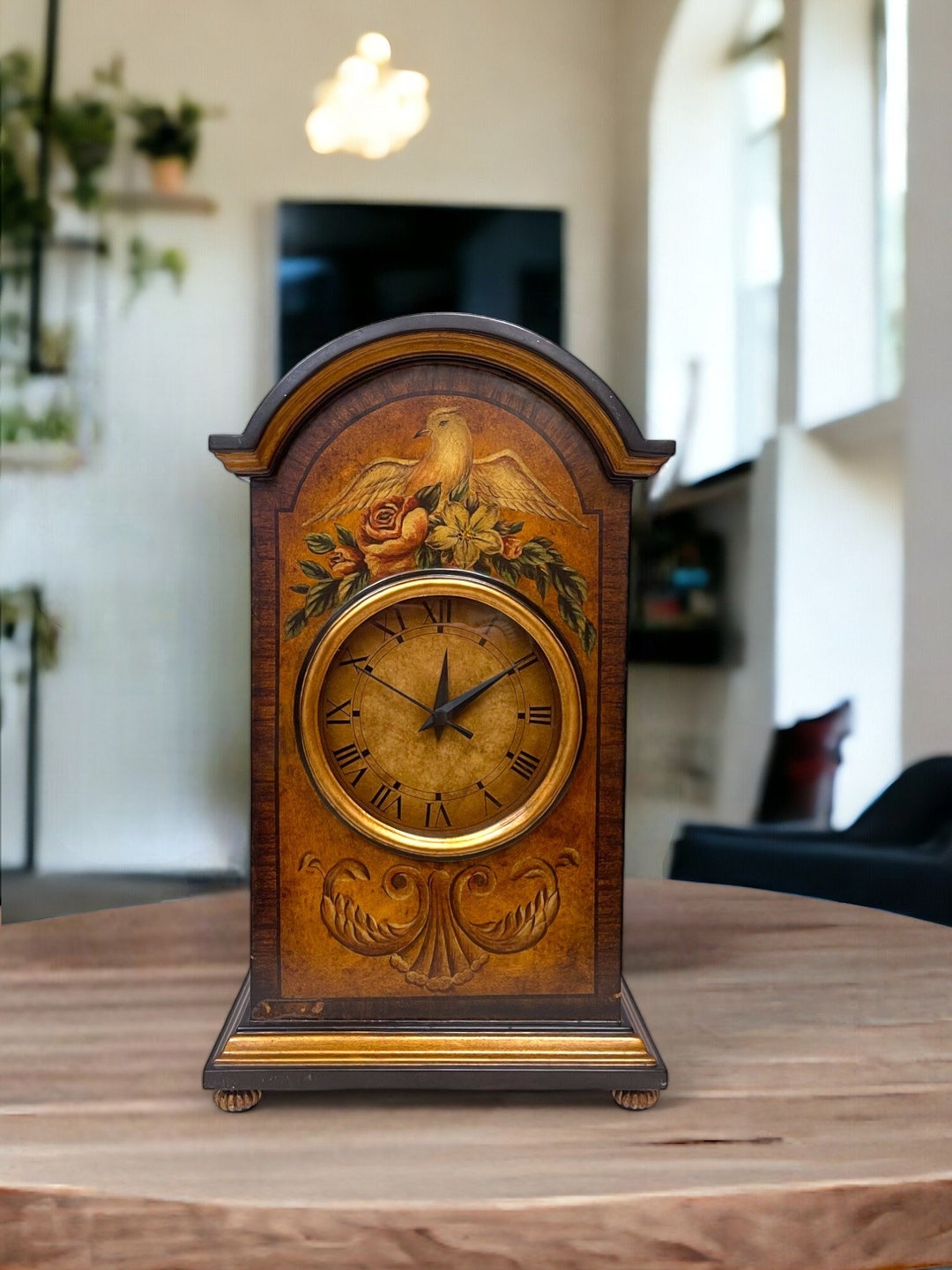 19.5 Hand Painted Victorian Jewelry Box Inlaid Mantle Clock - Etsy