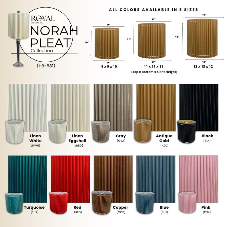 Royal Designs, Inc. Norah Pleat Collection, Make Your Own Shade, Knife ...