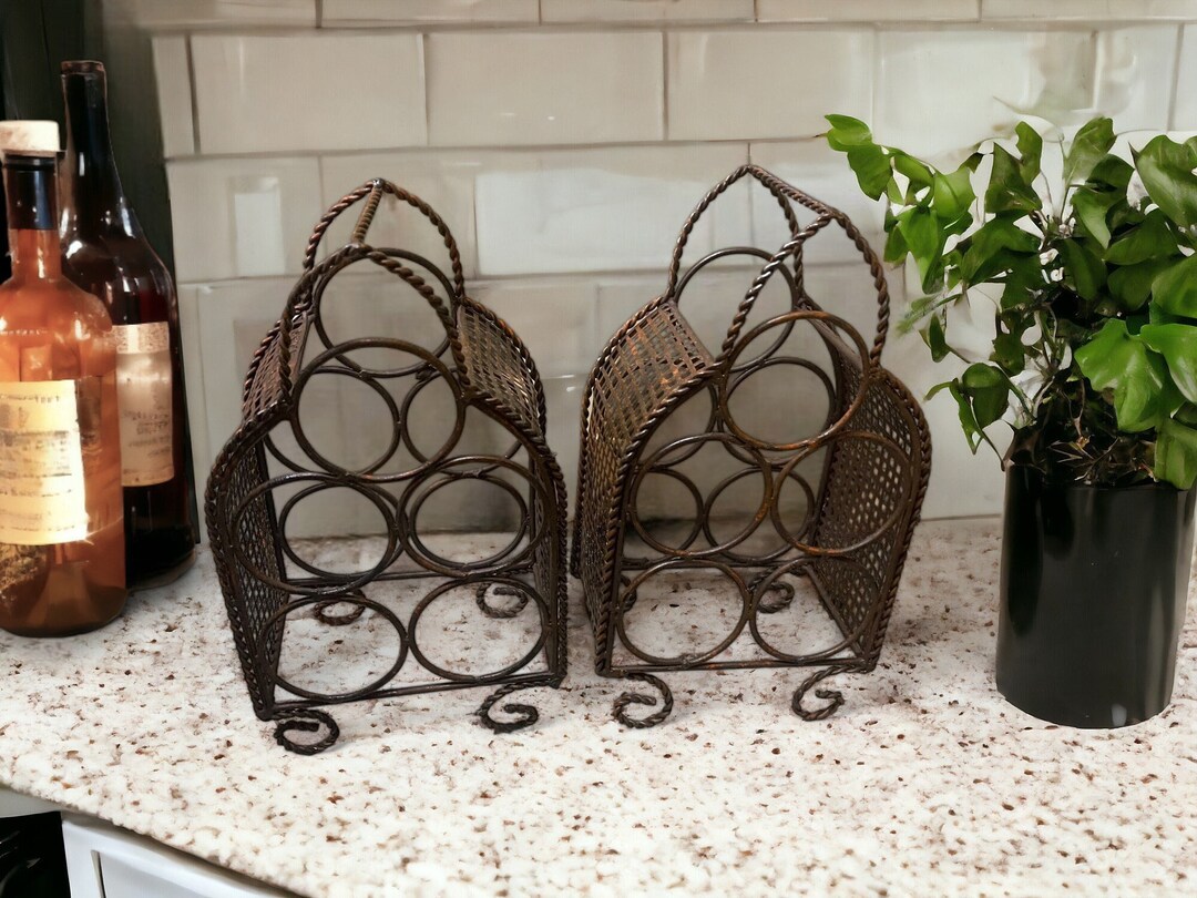 16" Freestanding Scrolled Metal 5 Bottle Wine Racks, Set of 2 - Etsy