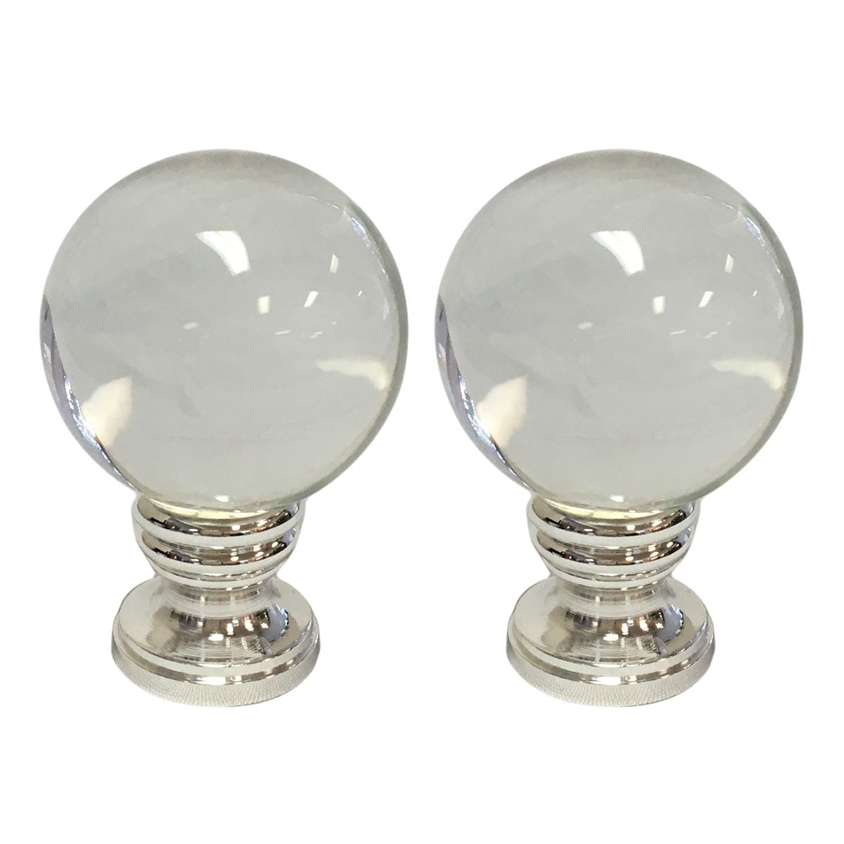 Royal Designs, Inc. Clear Crystal Ball Lamp Finial With Polished Silver ...