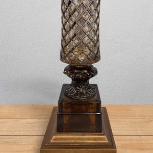 30" Diamond Crosshatch Tinted Crystal Glass Table Lamp With Silk Blend ...