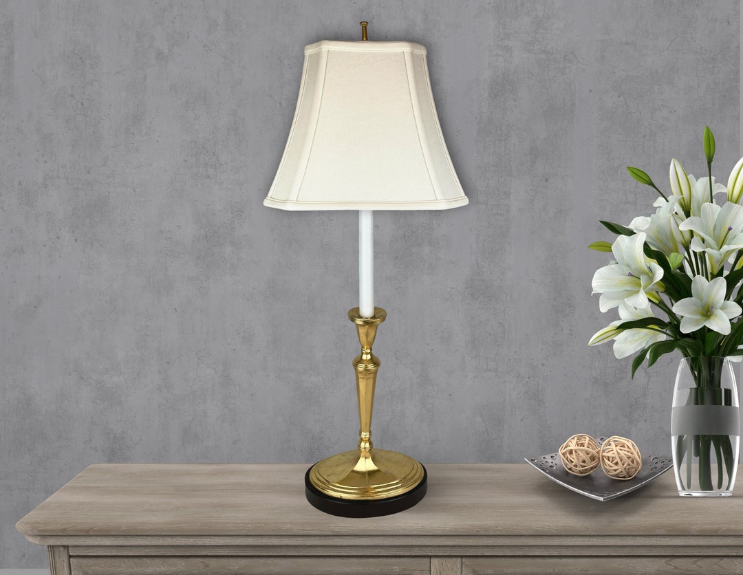 Royal Designs, Inc. Gold Leaf Candlestick Buffet Table Lamp With ...