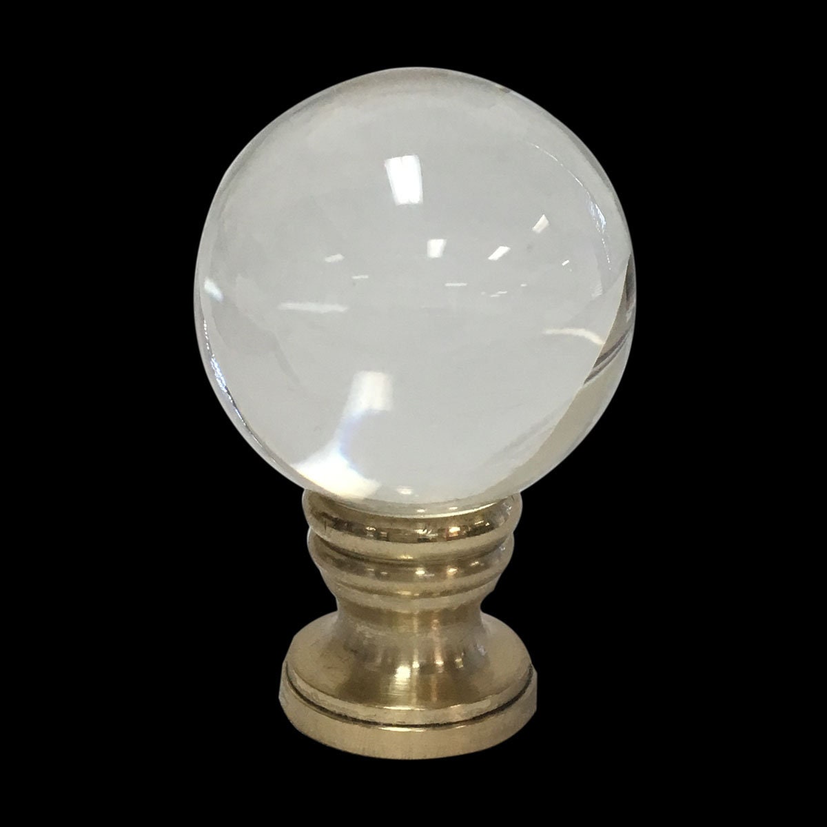 Royal Designs, Inc. Clear Crystal Ball Lamp Finial With Polished Brass ...