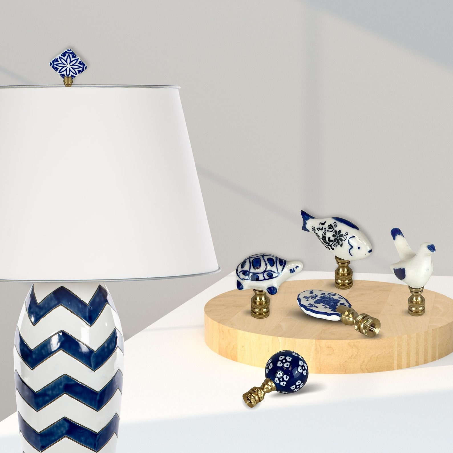 Royal Designs Inc. Blue & White Porcelain Lamp Finials - Etsy