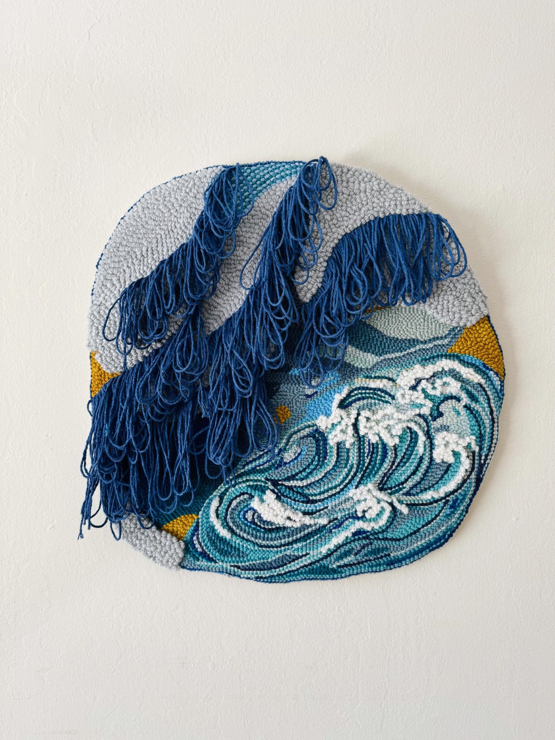 Blue Wave Punch Needle Wall Art - Etsy