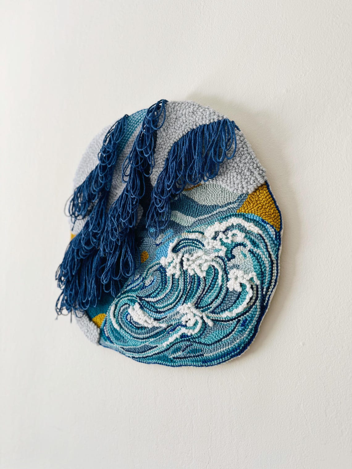 Blue Wave Punch Needle Wall Art - Etsy