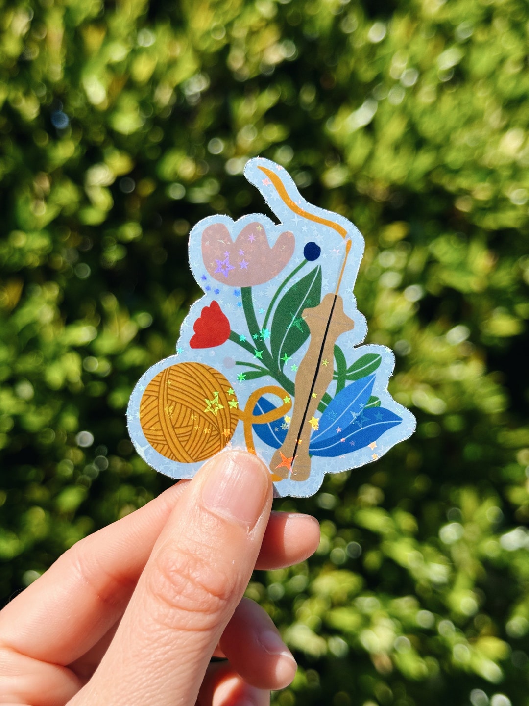 Punch Needle Sticker, Holographic Sticker, Waterbottle Sticker, Tumbler ...