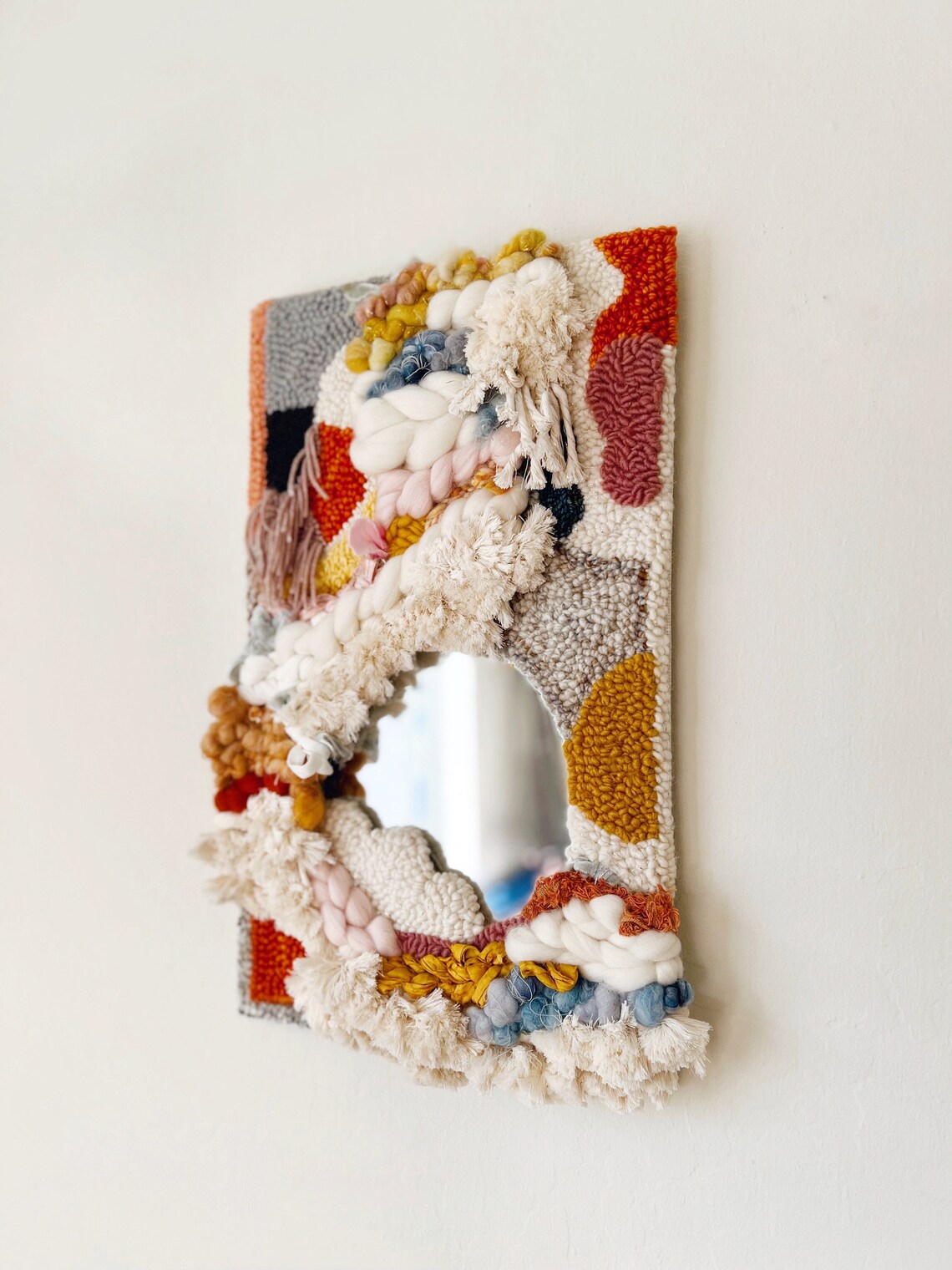 Mixed Fiber Punch Needle Mirror - Etsy