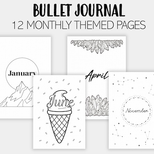 Bullet Journal Monthly Cover Pages - Etsy