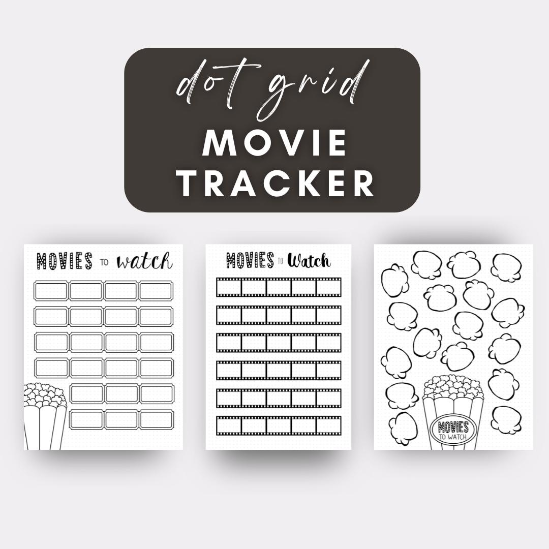 Movie List - Movies to Watch - Journal Pages - Dot Grid - Film List ...