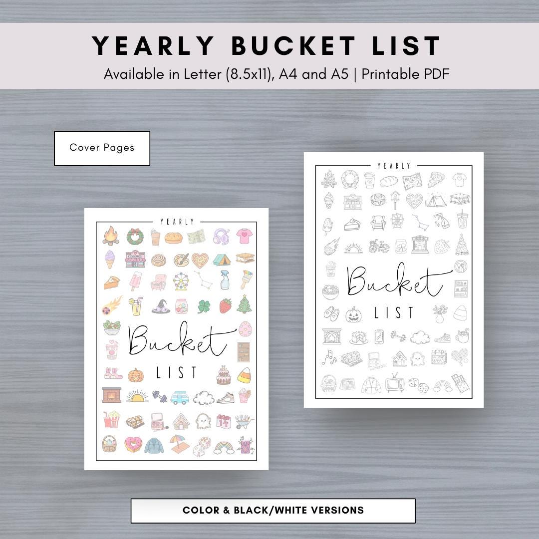12 Monthly Bucket List Journal Bullet Yearly to Do List Template Spring ...