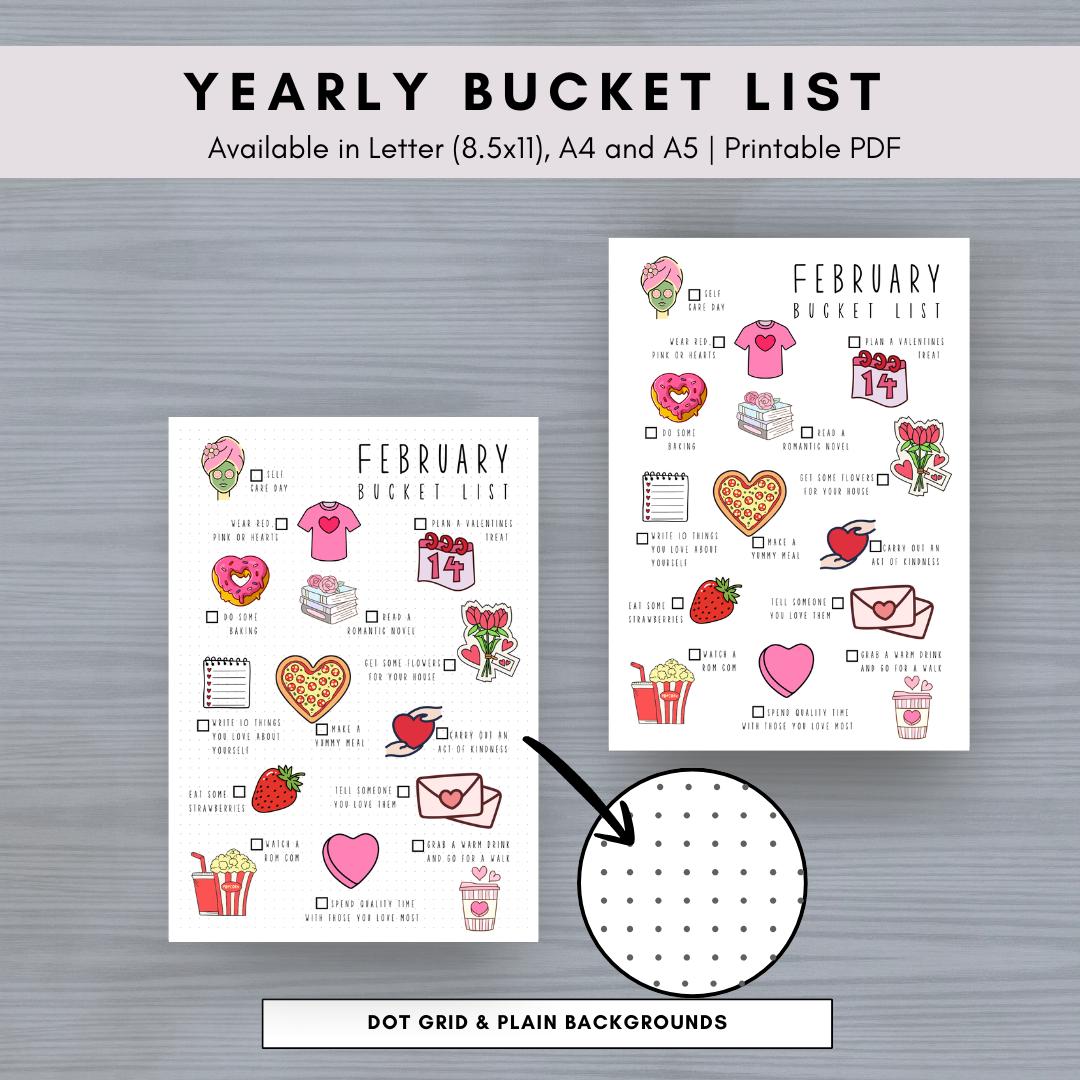 12 Monthly Bucket List Journal Bullet Yearly to Do List Template Spring ...