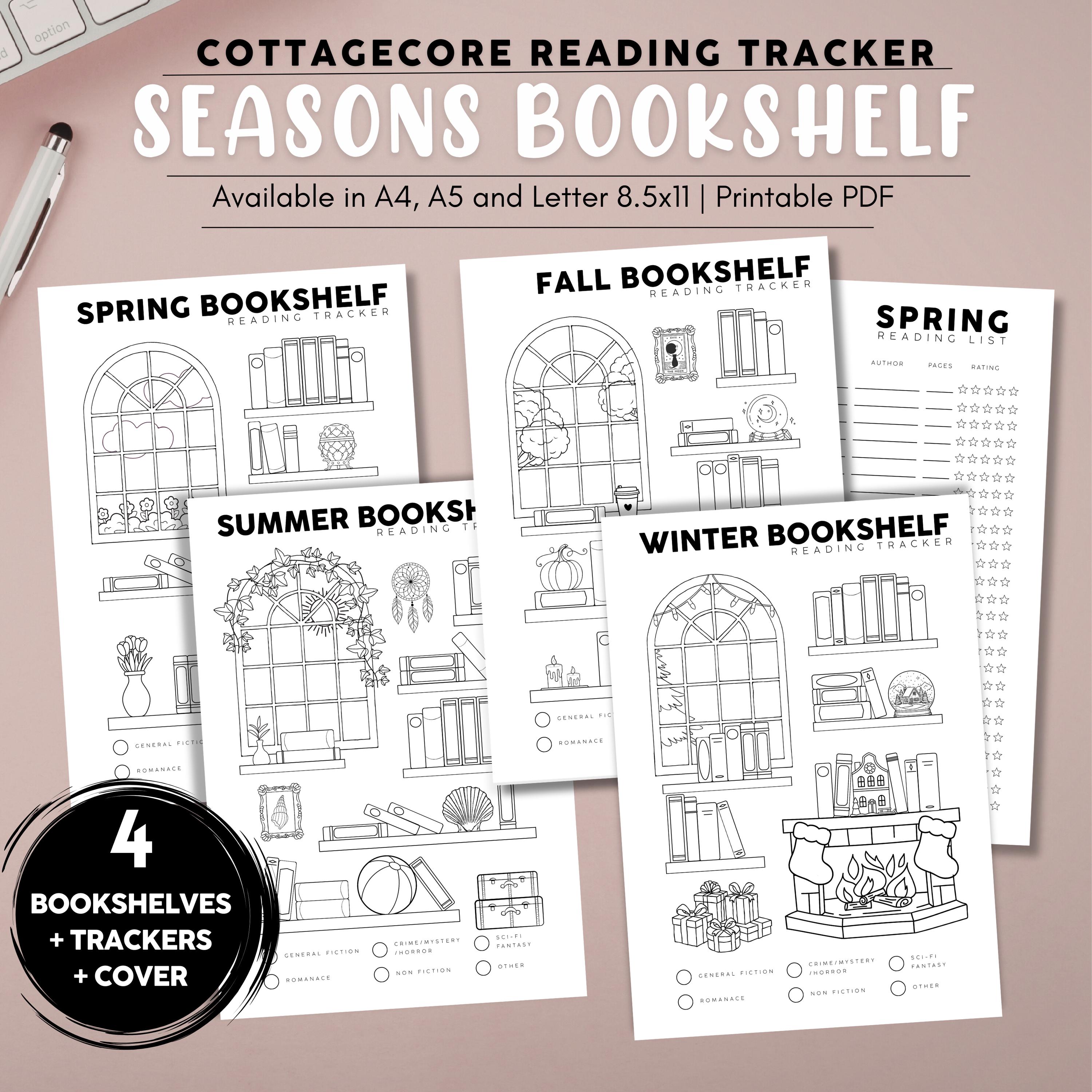 Seasonal Bookshelf Reading Tracker Cottagecore Spring Summer Fall ...