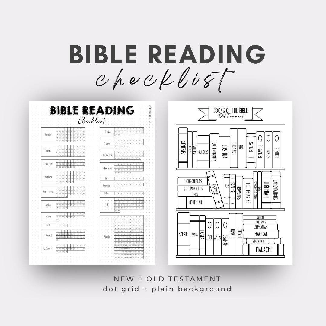 Bible Reading Checklist Books of the Bible Bookshelf Dot Grid Old ...