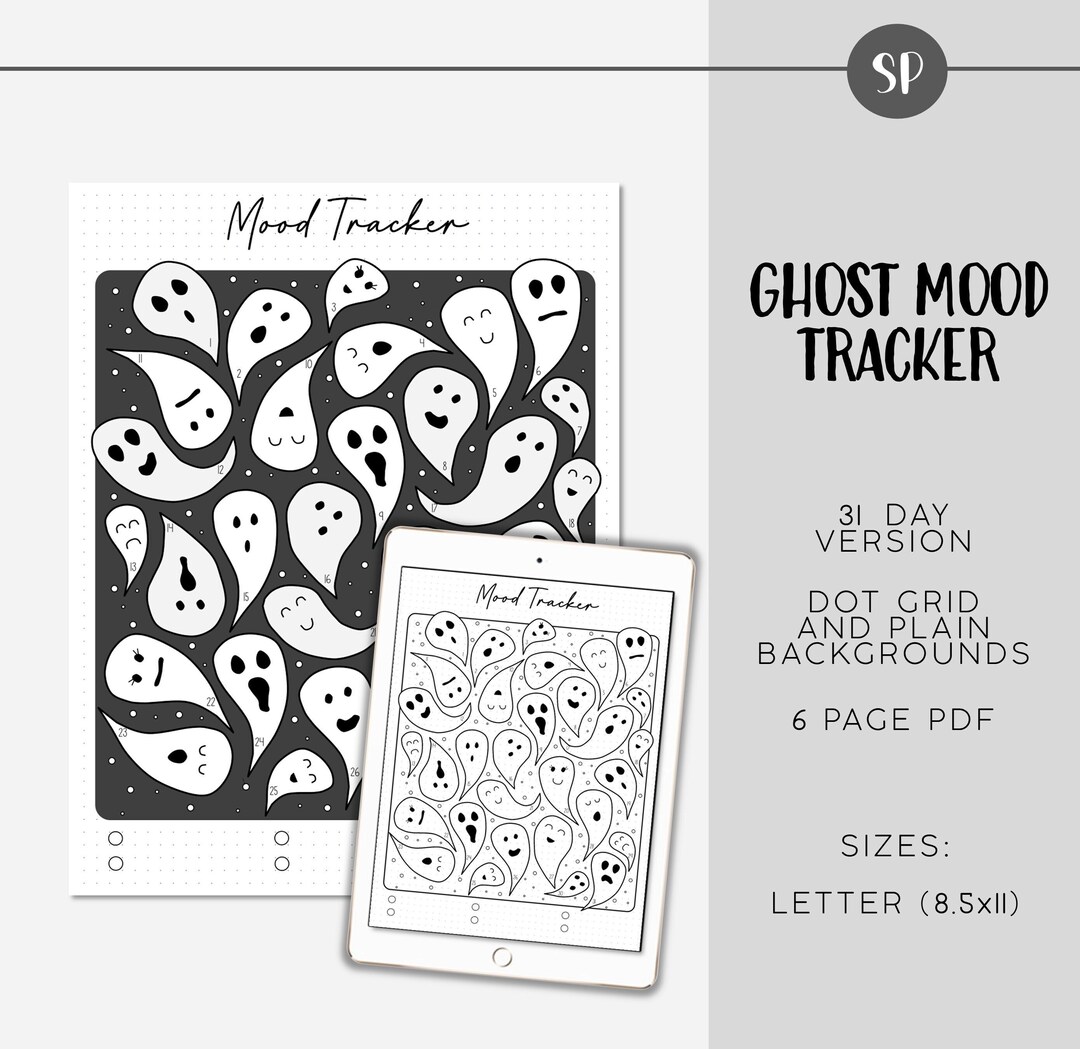 Halloween Mood Tracker Ghost Mood Tracker Bullet Dot Grid Pages October ...