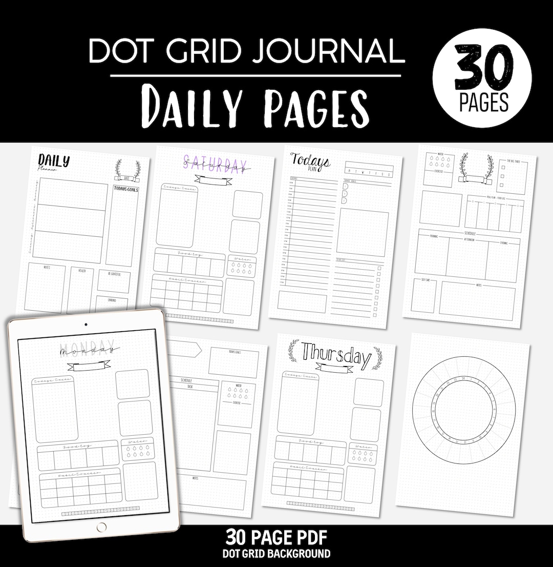 Daily Journal Pages Dot Grid Spreads Dot Grid Goodnotes Printable - Etsy