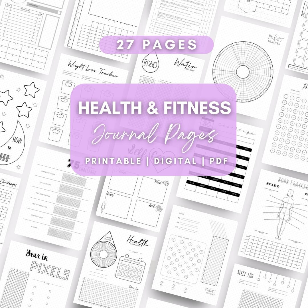 Health and Fitness Journal | Bullet Planner - Dot Grid - Habit Tracker ...