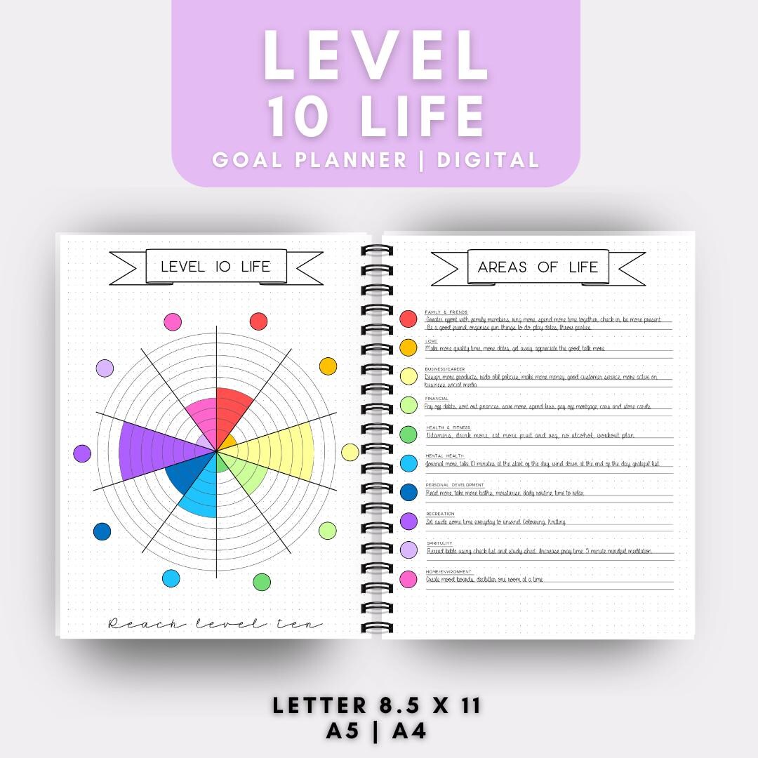 Level 10 Life - Bullet Planner - Journal Pages Goal Planner - Printable ...