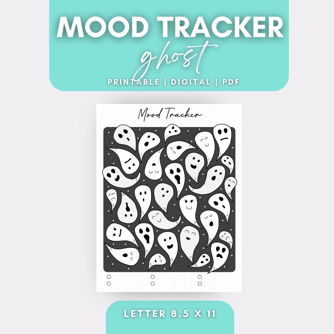 Halloween Mood Tracker Ghost Mood Tracker Bullet Dot Grid Pages October ...