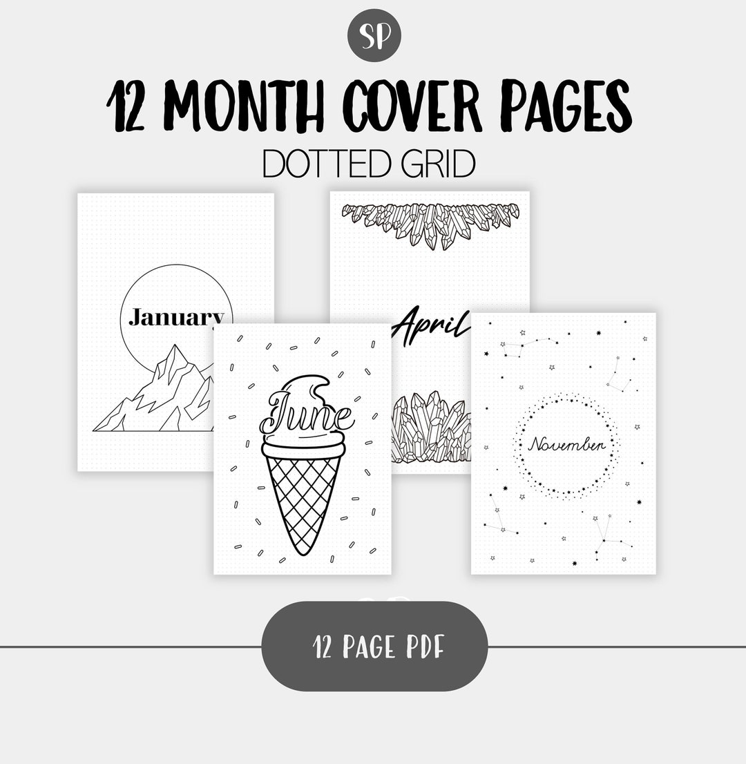 Monthly Journal Themed Cover Pages Dot Grid Pages - Etsy
