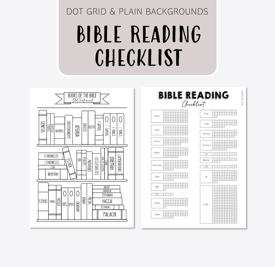Bible Reading Checklist Books of the Bible Bookshelf Dot Grid Old ...