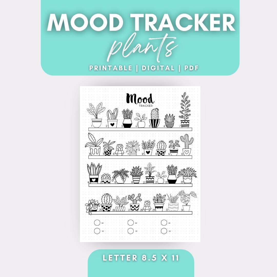 Plant Mood Tracker | Bullet Dot Grid Pages | Succulents Plants Mood ...