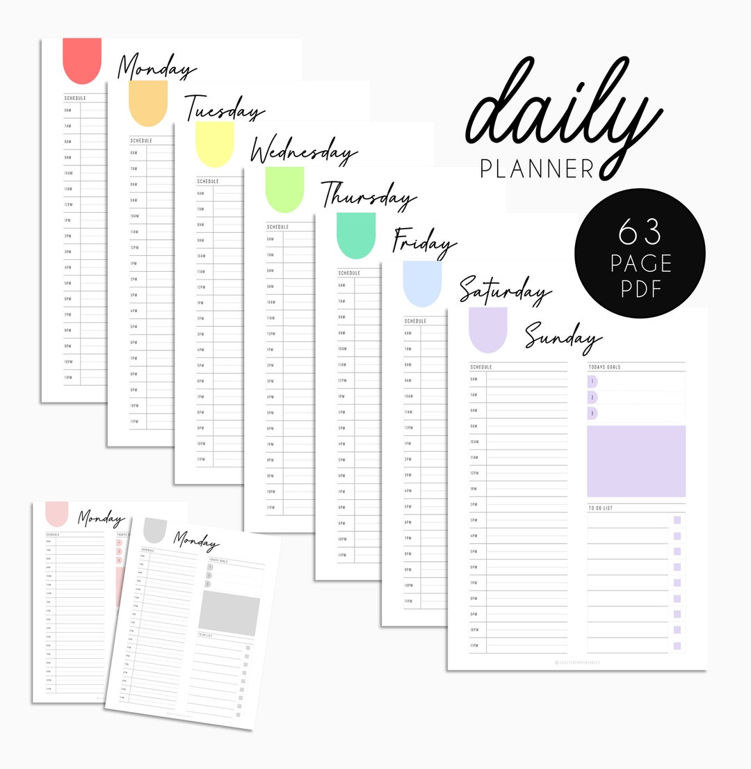 Daily Planner Printable Pages Digital Undated - Etsy