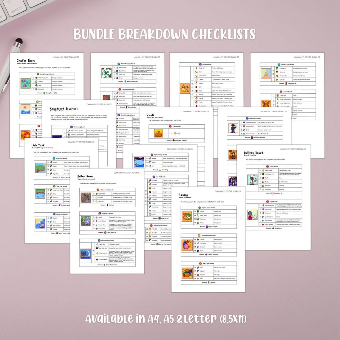 Stardew Valley Community Center Bundle Planner Checklist Game Guide ...