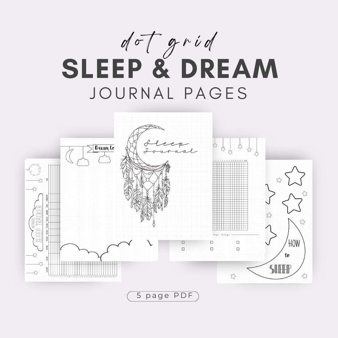 Sleep Log Dream Journal Dot Grid Template Printable Digital Bullet ...