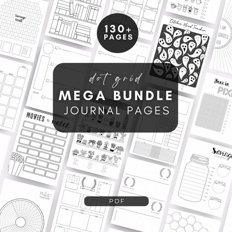 Bullet Planner Journal Pages - Junk Journal Dotted - Printable Template ...