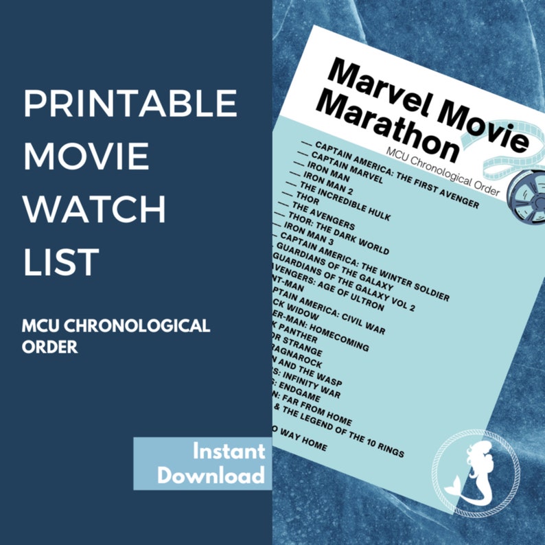 Printable Marvel Movie Watch List : MCU Chronological Order | Print at ...
