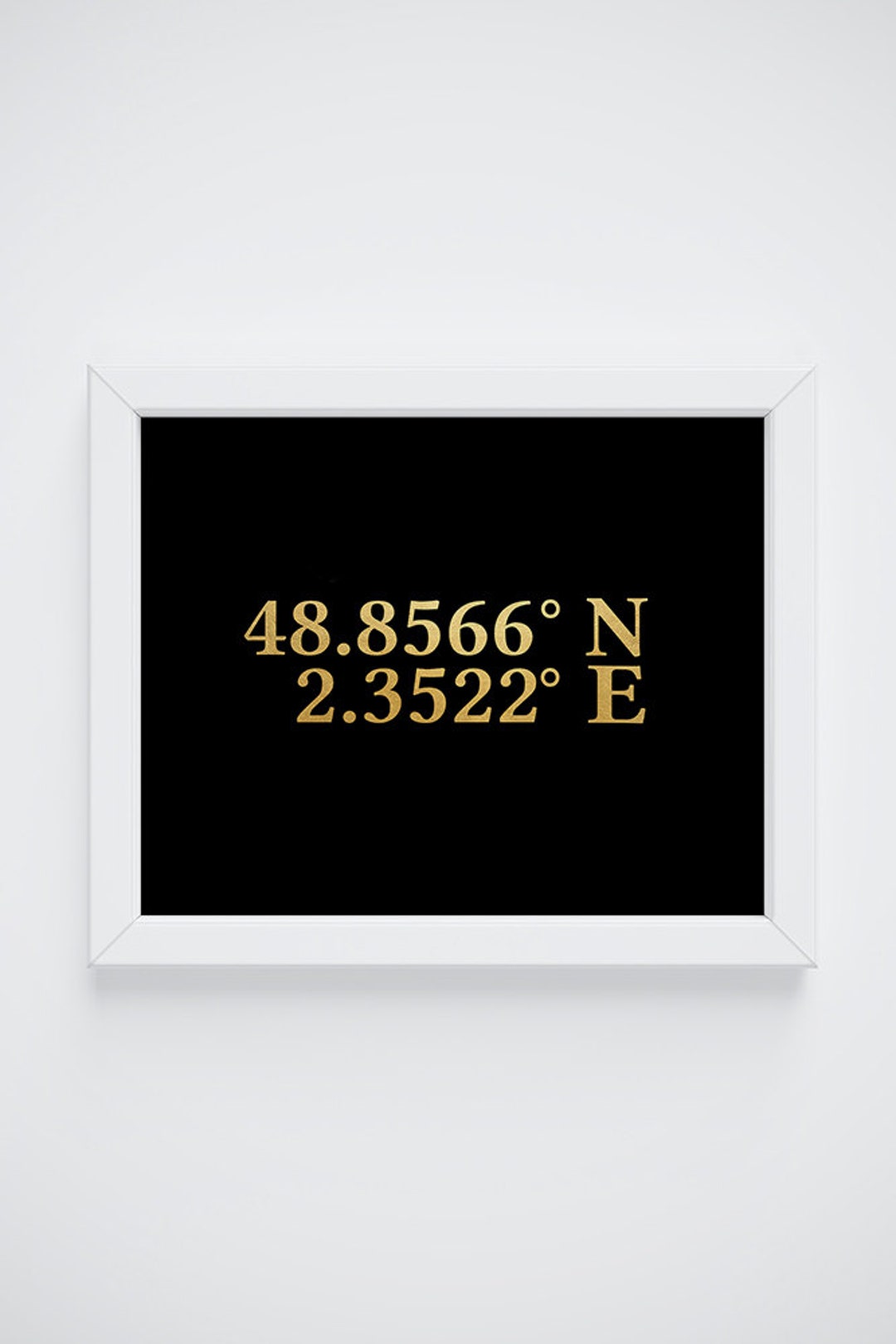 Paris Latitude and Longitude Black and Faux Gold Foil, Custom Printable ...