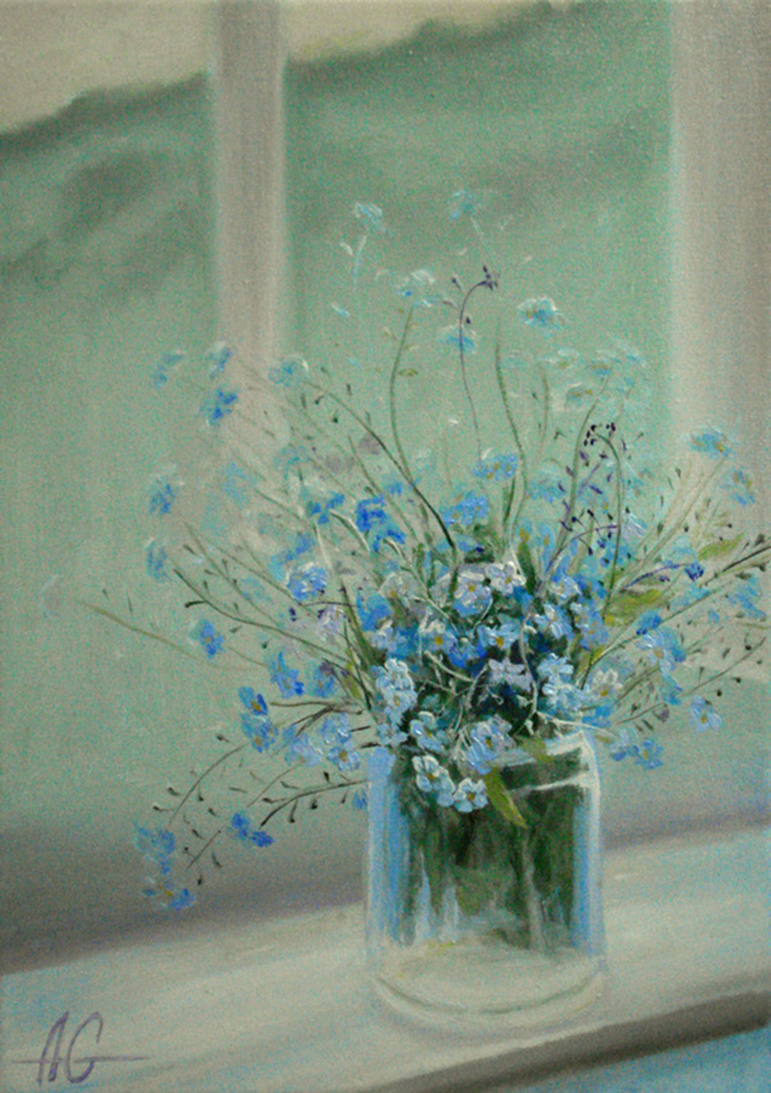 Forget-me-nots in Vase Original Oil Painting on Canvas Still - Etsy
