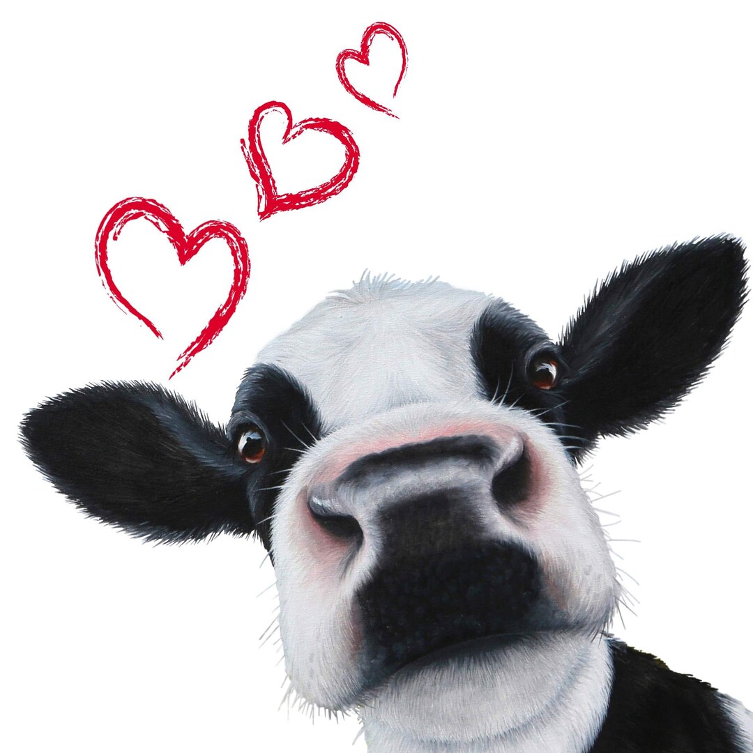 Perfect for Valentine's Greeting Card I Love Moo - Etsy