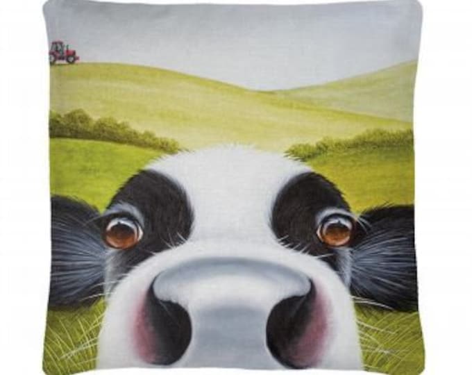 Personalised Holstein Dairy Cow Country Canvas Cushion Customised Linen ...