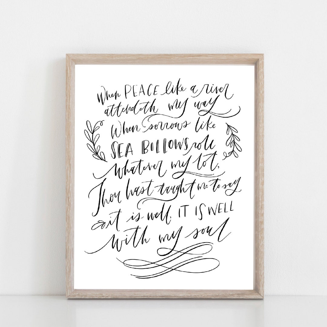 Hand Lettered Print It is Well | It is Well With My Soul Hymn | Poster ...