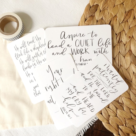 Custom Hand Lettered Scripture Card Set Set of 6 - Etsy